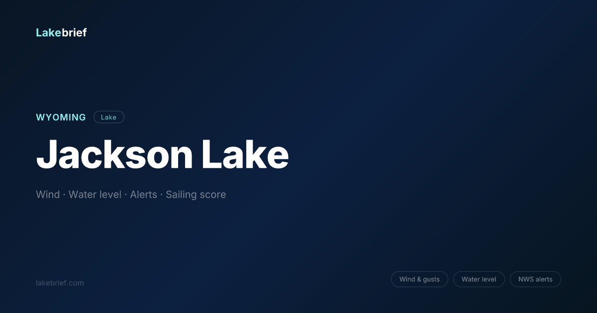 Jackson Lake sailing conditions — wind, water level, alerts | Lakebrief
